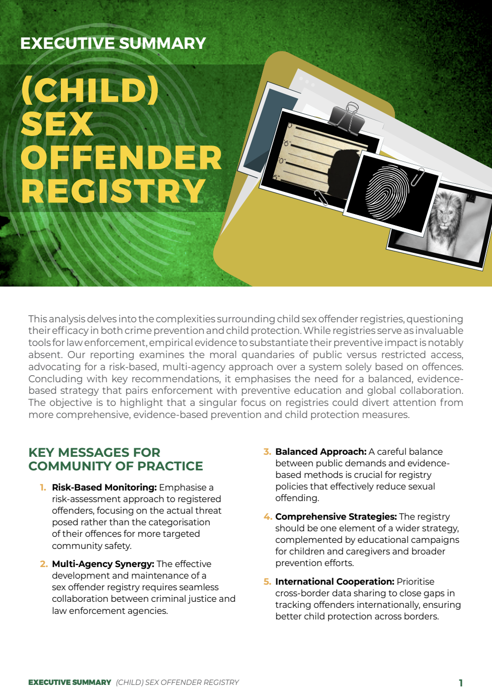 (Child) Sex Offender Registry: Executive Summary - ECPAT